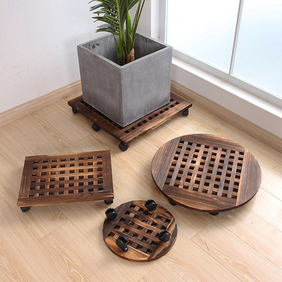 实木置物底座带轮移动家用增高承重花瓶花盆垫底花托花架沥水托盘