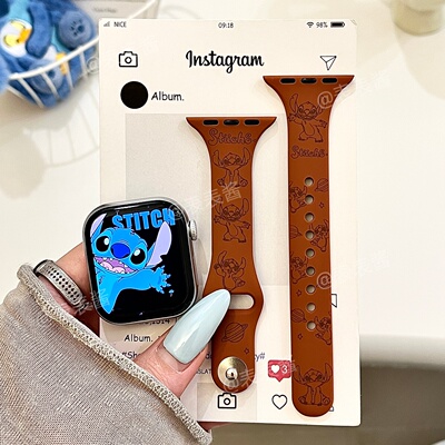 史迪仔适用iwatchs12/11小蛮腰10苹果硅胶表带ApplewatchS7/9/8