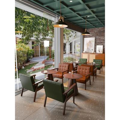 星吧克同款覆古咖啡厅桌椅组合奶茶甜品烘焙店接待洽谈沙发椅商用