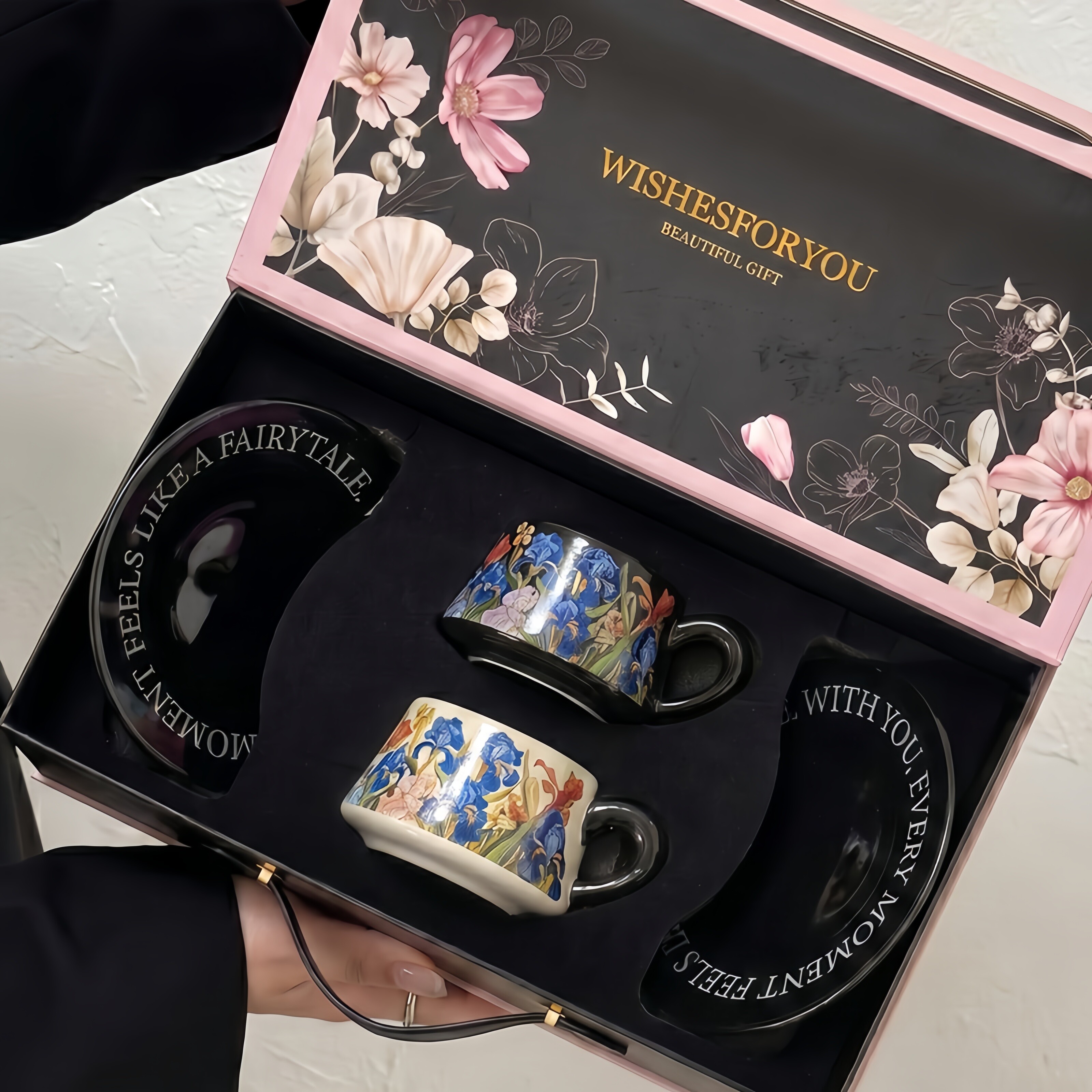 高档精致陶瓷咖啡杯绝美独特漂亮杯子套装高颜值情侣对杯新婚礼物