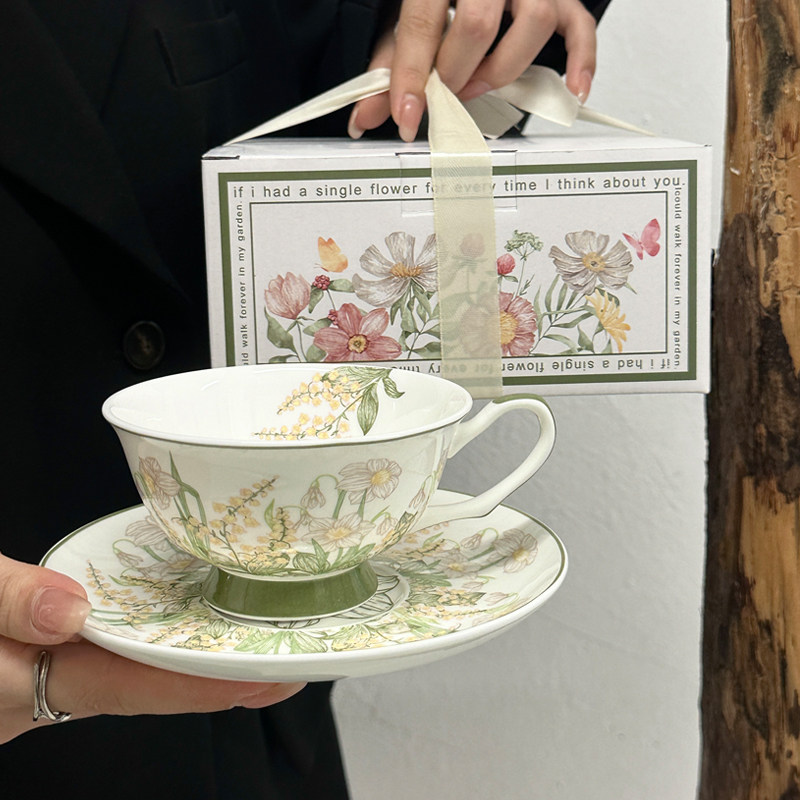 轻奢高颜值陶瓷咖啡杯子精致办公室茶水杯女生复古马克杯伴手礼物