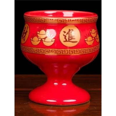 仙家酒杯进宝陶瓷高脚杯居家供财神j酒盅关公杯土地公大号红酒壶