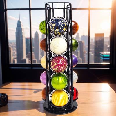 Vertuoline咖啡胶囊收纳架展示20/30粒胶囊黑色金属架小巧旋转