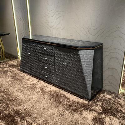 宾利BENTLEY轻奢实木餐边柜意大利木皮拼花后现代门厅收纳定制