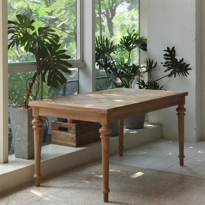 复古做旧法式赤贫侘寂风格仿古别墅家具拼餐桌子实木自然风