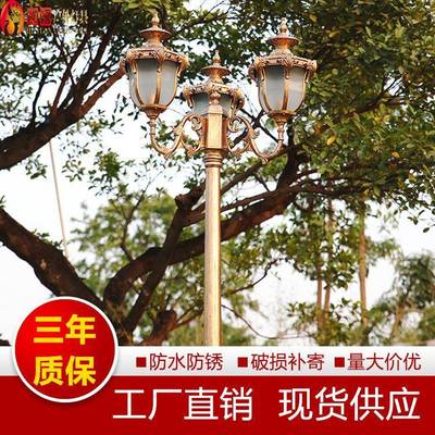 厂家直销欧式庭院灯双头LED小区路灯别墅花园公园3.5米户外照明批