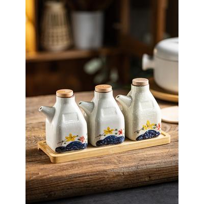 酱油壶(含木塞)创意家用日式陶瓷油瓶酱油瓶辣椒油瓶醋瓶创意瓶壶