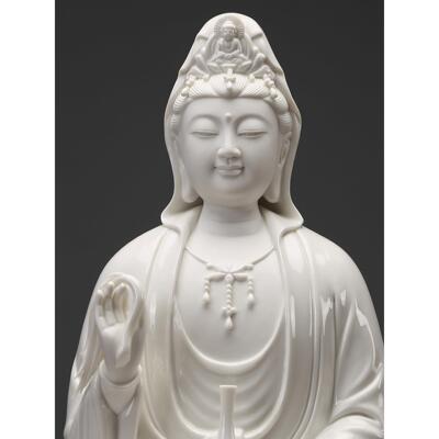 黼山堂白瓷莲观音佛南像坐海观MGU世音菩萨家里堂供奉佛家用陶瓷