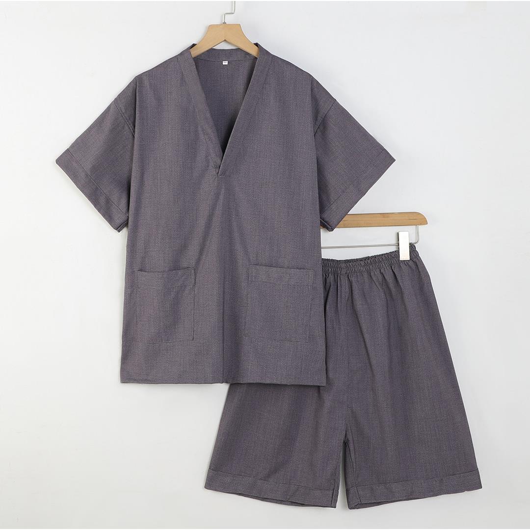 厂家直销202高4新款款档男情侣汗蒸服按摩家居睡衣2-01不女起褶