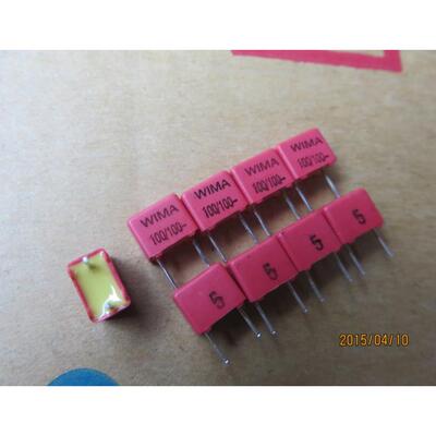 铜脚红WIMA FKP2系列 100P 100pF/100V（0.1nF 101）薄膜电容器