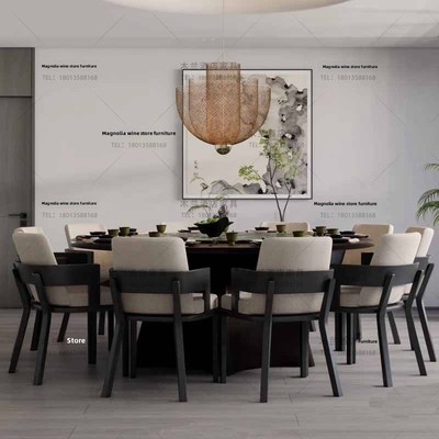 酒店会所包厢实木餐桌椅样板房餐厅家具设计师椅子棋牌室民宿侘寂