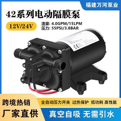 15升4GPM12V水泵24V电动隔膜泵小型游艇花洒增压泵房车自吸水泵
