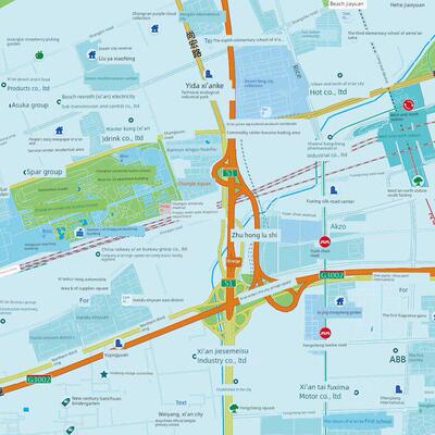 202地市5新西安西安市图贴纸FHF办公室挂图高清防装饰水画