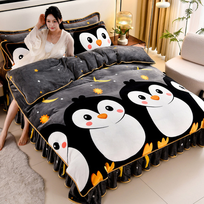 A类加厚牛奶绒四件套双面绒被套