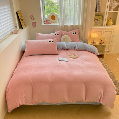 A类加厚牛奶绒四件套双面绒被套