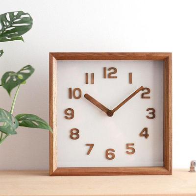 ASZ日本静饭音时机芯中古风格日式尚正方形实挂木钟客厅钟表厅石