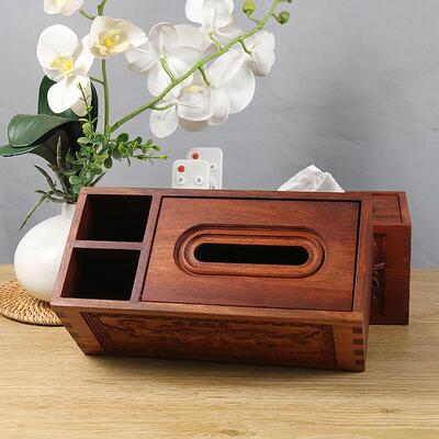 甸花梨红木缅纸巾纳盒家用客厅放遥BWZ控器收盒中式实木多功能生