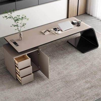 意xuan'tin式奢轻简极书桌烤漆老板桌简约现代创意科技感总办公桌