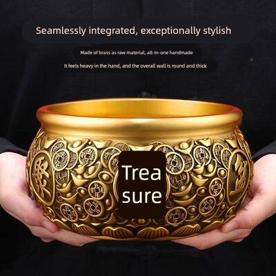 铜香炉家用上香室内供奉RKT财财神关公招纯黄铜爷香线香炉焚炉聚
