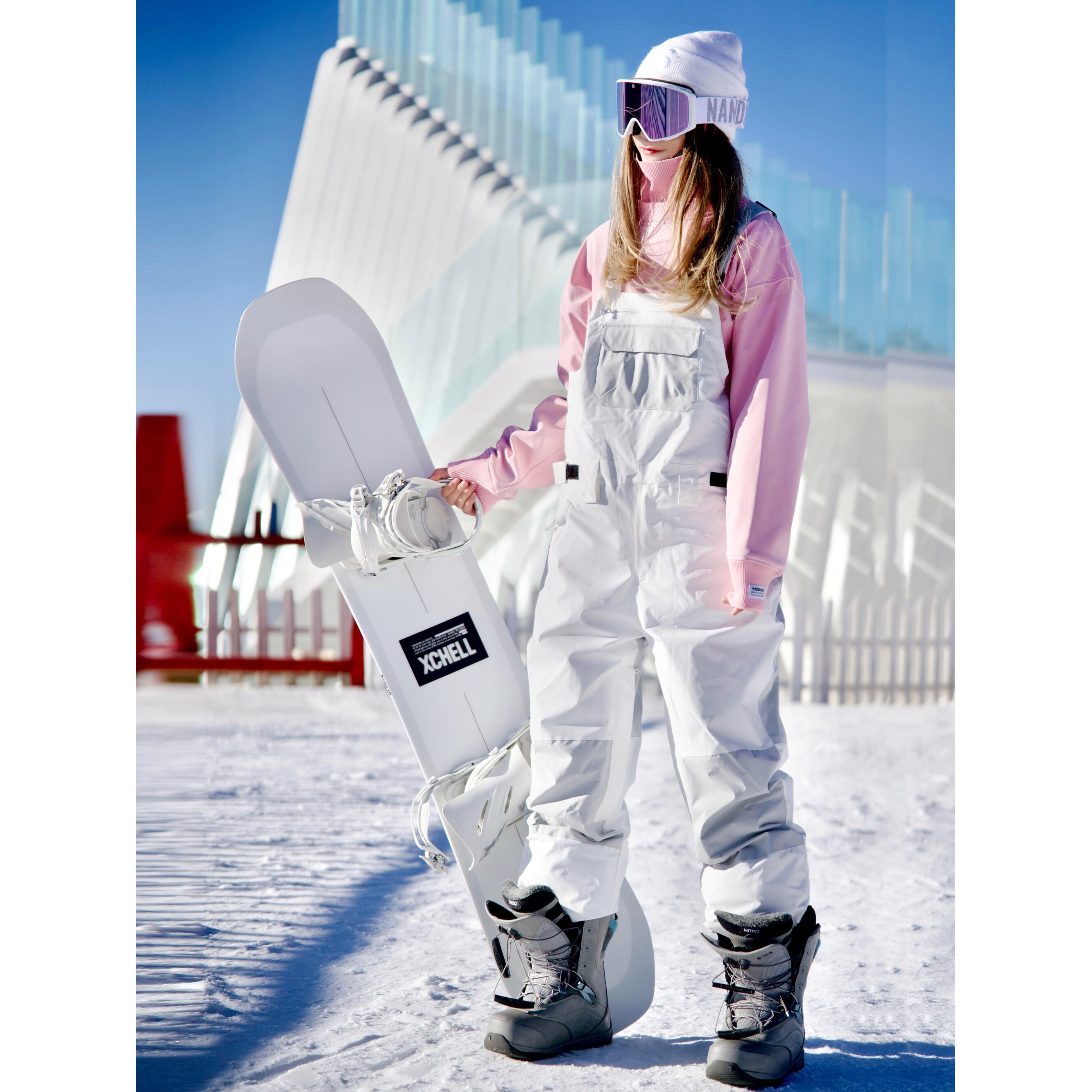 L滑雪雪板围兜滑雪裤女子滑板双板17防雪水滑服运动衫男子和子双