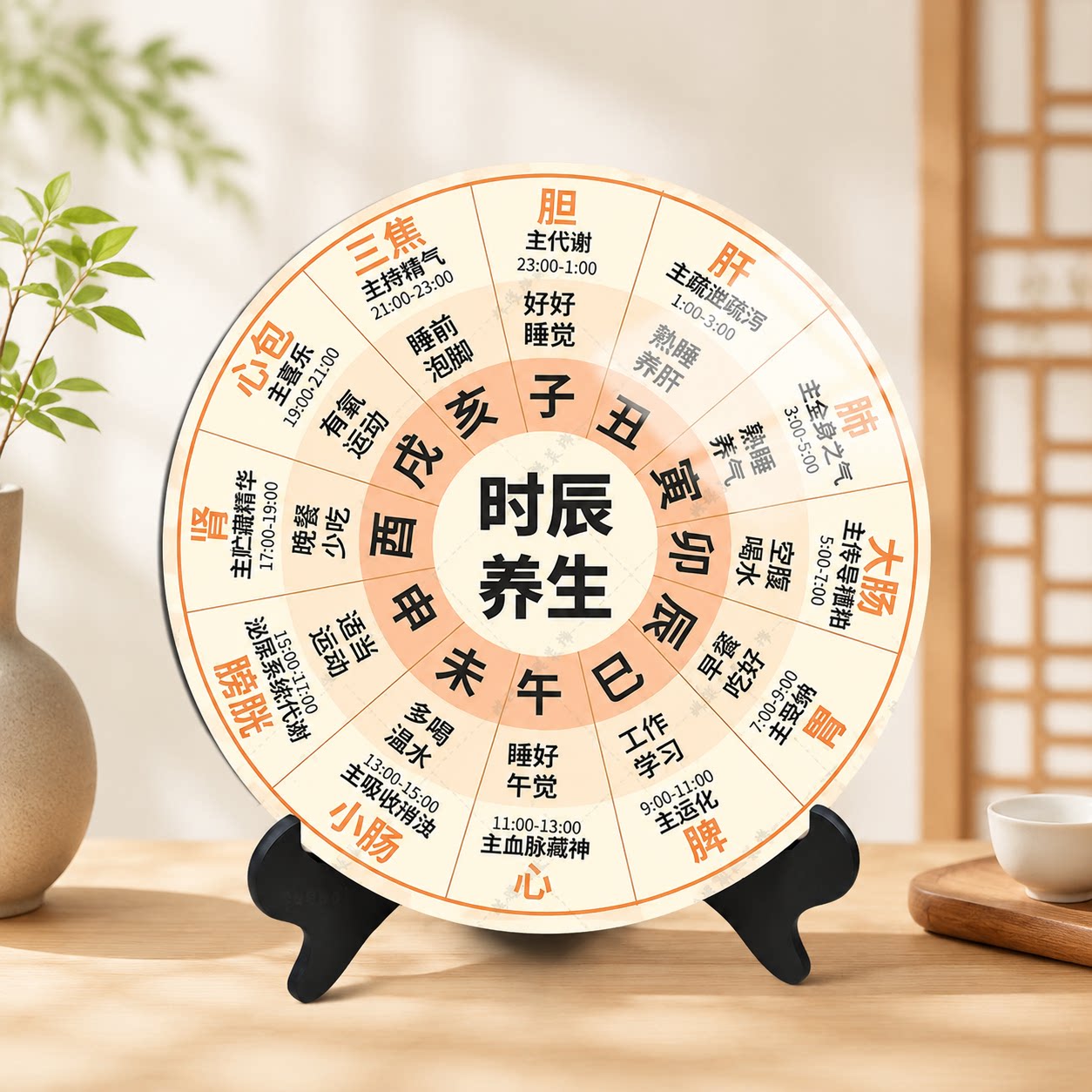 十二时辰养生摆台中式养生馆桌面装饰摆件中医养生知识展示牌