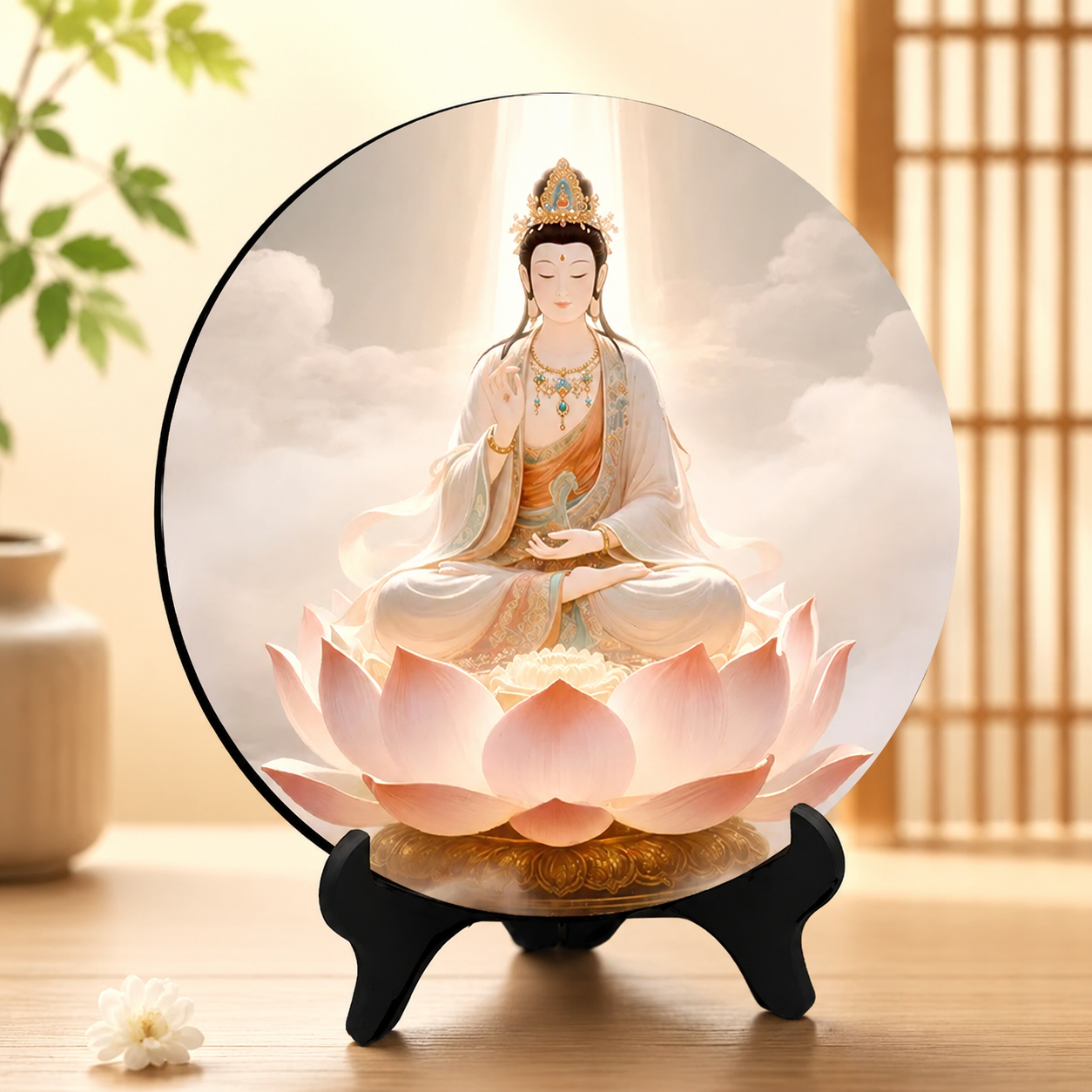 坐莲观音菩萨摆件家用客厅玄关供奉装饰保平安工艺品摆台