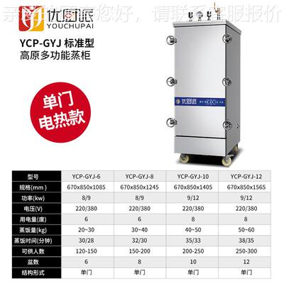 优厨气大型高原蒸派饭柜商用高压蒸箱FML食堂蒸柜燃大功电率热蒸
