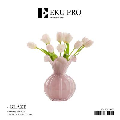 EKU PRO·琉璃·轻奢玻璃花瓶高级感客厅摆件法式插花器 | Glaze