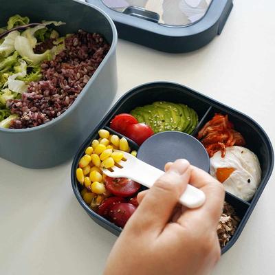 大容量双层塑料沙拉盒 大号便当盒饭盒 带酱料盒 1800ml 可微波