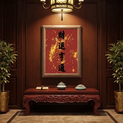 新年招财亨通书法木质摆台相框