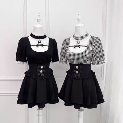 日单日系蕾系量产型蕾服蝴蝶结短袖noemie风格清楚系可爱绑带上衣