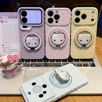 爱心波点支架适用iPhone17promax手机壳苹果16pro华为mate70小米17pura90K80x300reno15荣耀600nova14findx8s