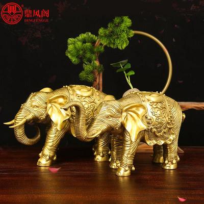 定风亭铜象饰品风水招财进宝象饰品一对大意招财进宝客厅饰品