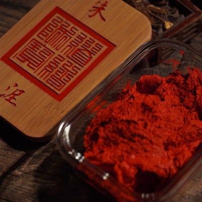 手工朱砂油性多油印泥 大尺寸印盒 朱红印泥 大盒 玻璃盒装