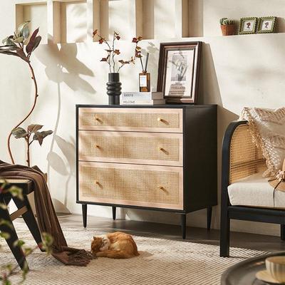 中古储物柜复古藤编三斗柜侘寂风玄关柜斗柜抽柜置物收纳柜