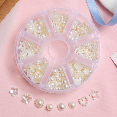 高亮abs盒套装珍珠ndiy手工自制作发饰耳饰品配件耳环耳夹钉材料