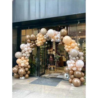 覆古高端卡片机彩色沙白色奶油气球炼装饰集生日派对布局开幕拱门