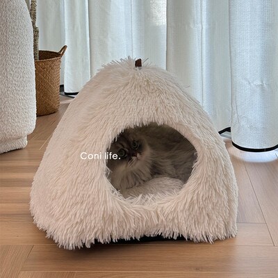 Coni life毛绒雪人猫窝封闭式四季通用猫咪房子狗窝冬季保暖猫屋