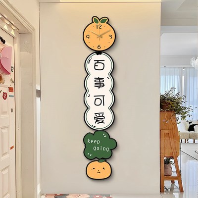 平安喜乐玄关装饰画创意钟表挂钟客厅2023新款挂画寓意好网红壁画