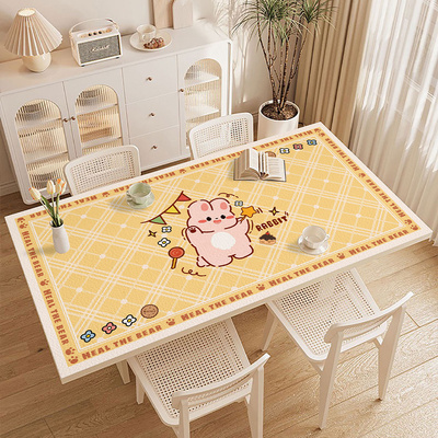 可爱卡通餐桌垫寝室学习桌台面垫防水防尘皮革桌布电视柜茶几垫布