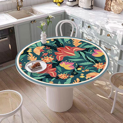 圆形皮革pvc桌垫茶几垫希娜一擦即净圆桌垫子家用玄关卧室餐桌布