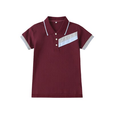 广州市南沙区实验外语广外学校附设套装校服枣红短袖藏青裙子衬衫