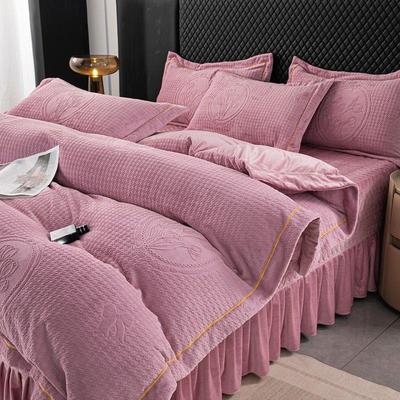 a类高端冬季加厚牛奶绒床盖四件套被套保暖双面绒4件套特厚本命年