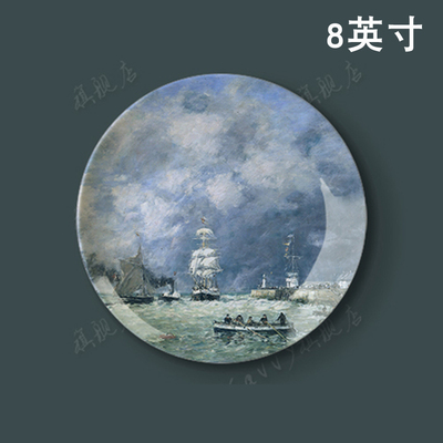 英寸欧仁布丹风景油画客厅饭厅墙面装饰盘背景墙过道装饰摆挂件