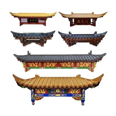 高端实木仿古屋檐门头q木雕房檐店铺装饰假门头古建筑飞檐斗