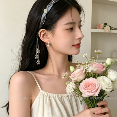柏丽香颂复古牛仔长款流苏发箍