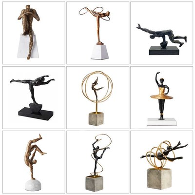 艺术健身体操人物抽象雕塑创意个性客厅办公室样板房间装饰品摆件