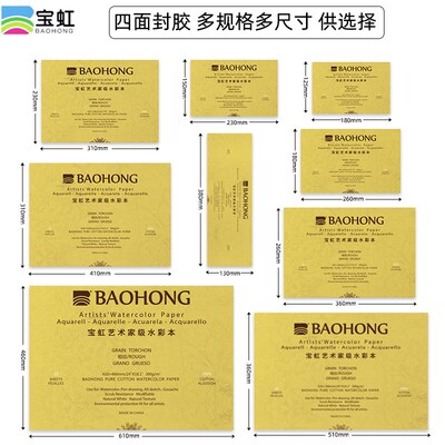 宝虹艺术家水彩纸水彩本级美术生全棉浆中粗细纹绘画本手绘本子空