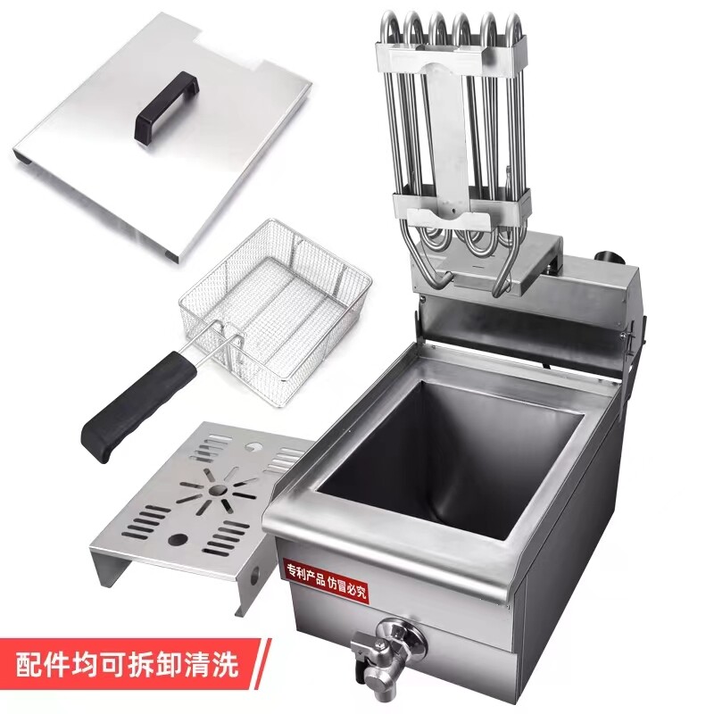 电热炸炉油炸锅商用大功率带限温器单双缸炸炉恒温油炸炸串薯条机