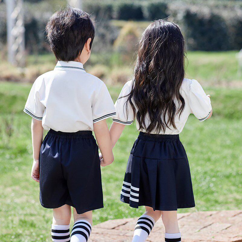 幼儿园园服夏装英伦学院风套装儿童毕业班服小学生白衬衣校服夏季